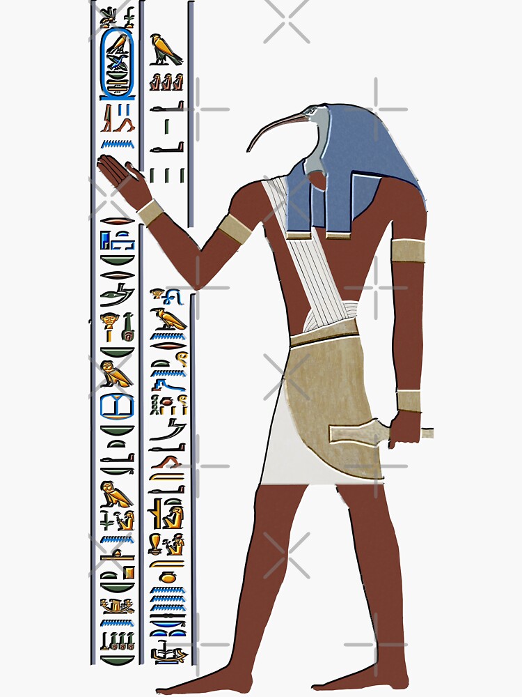 "Ancient Egyptian God Thoth with Hieroglyphs" Sticker for Sale by kamat ...