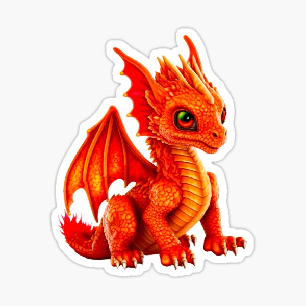 "Cute Red Baby Dragon Fantasy" Sticker for Sale by vitbich | Redbubble