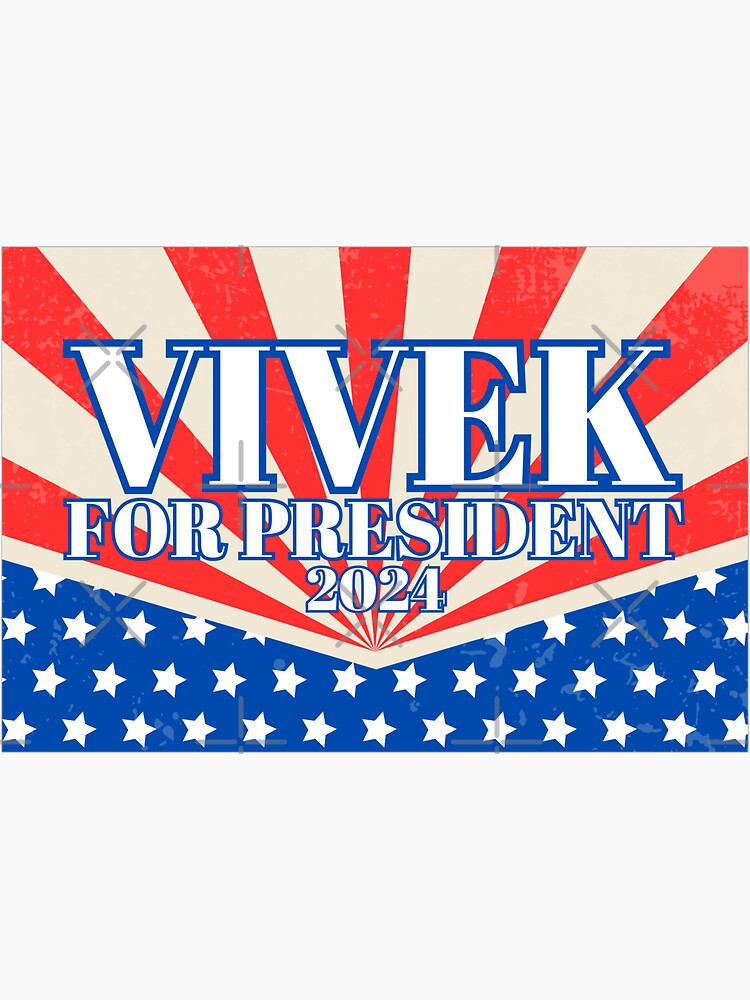 "Vivek Ramaswamy for President 2024" Sticker for Sale by IRONIRO ...