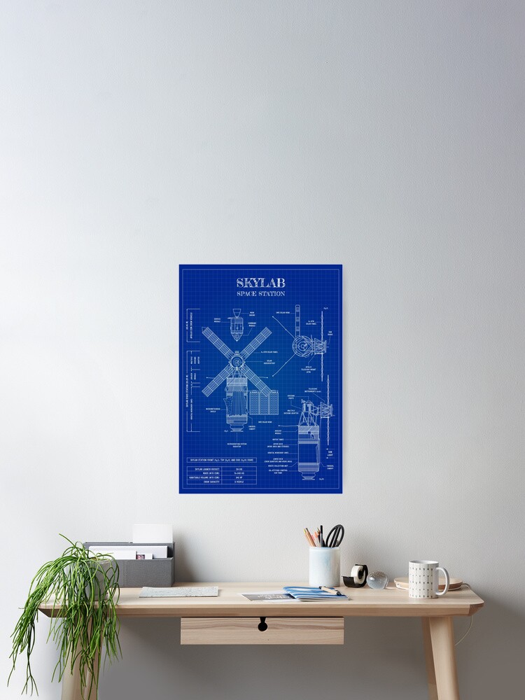 "Skylab Space Station (Blueprint. Vertical)" Poster for Sale by BLUE ...