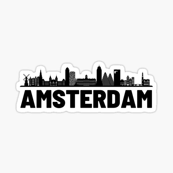 "amsterdam city skyline silhouette illustation" Sticker for Sale by ...