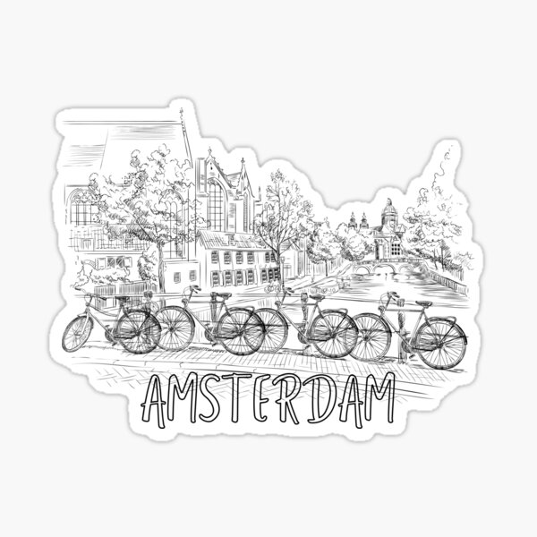 "amsterdam city illustation" Sticker for Sale by DeluxBee | Redbubble