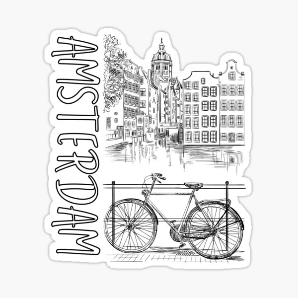 "amsterdam city illustation" Sticker for Sale by DeluxBee | Redbubble