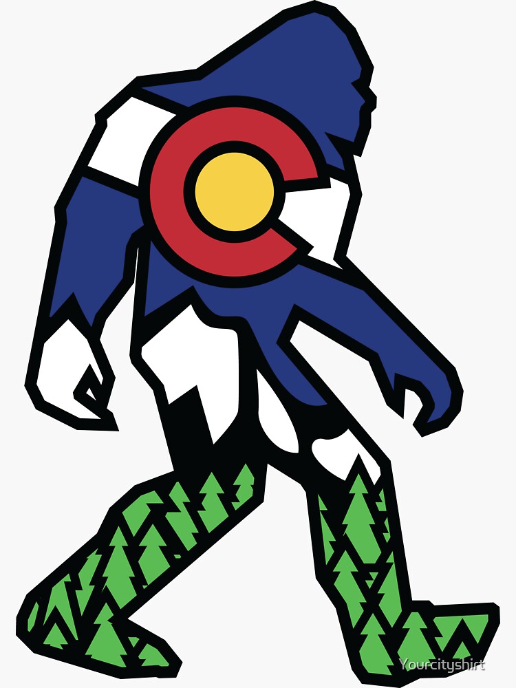 "Colorado Flag Sasquatch Bigfoot Yeti" Sticker for Sale by ...