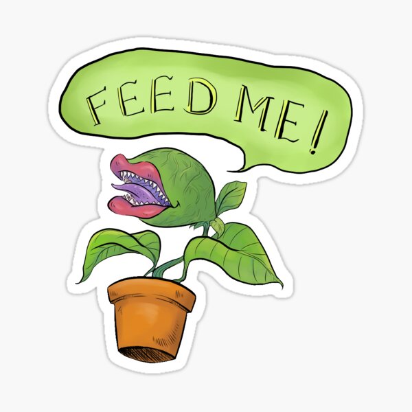 "Feed me!" Sticker by Emma-Moony | Redbubble