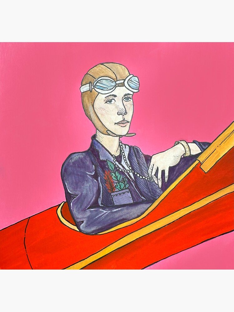 "Amelia Earhart painting " Sticker for Sale by SticksSketch | Redbubble