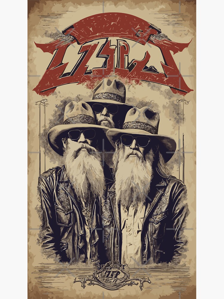 "ZZ Top illustration 5" Sticker for Sale by Cekusko | Redbubble