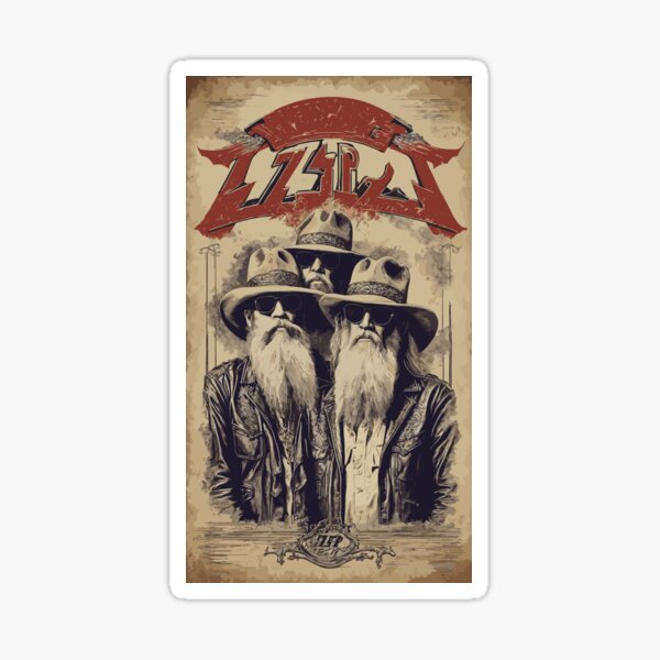 "ZZ Top illustration 5" Sticker for Sale by Cekusko | Redbubble