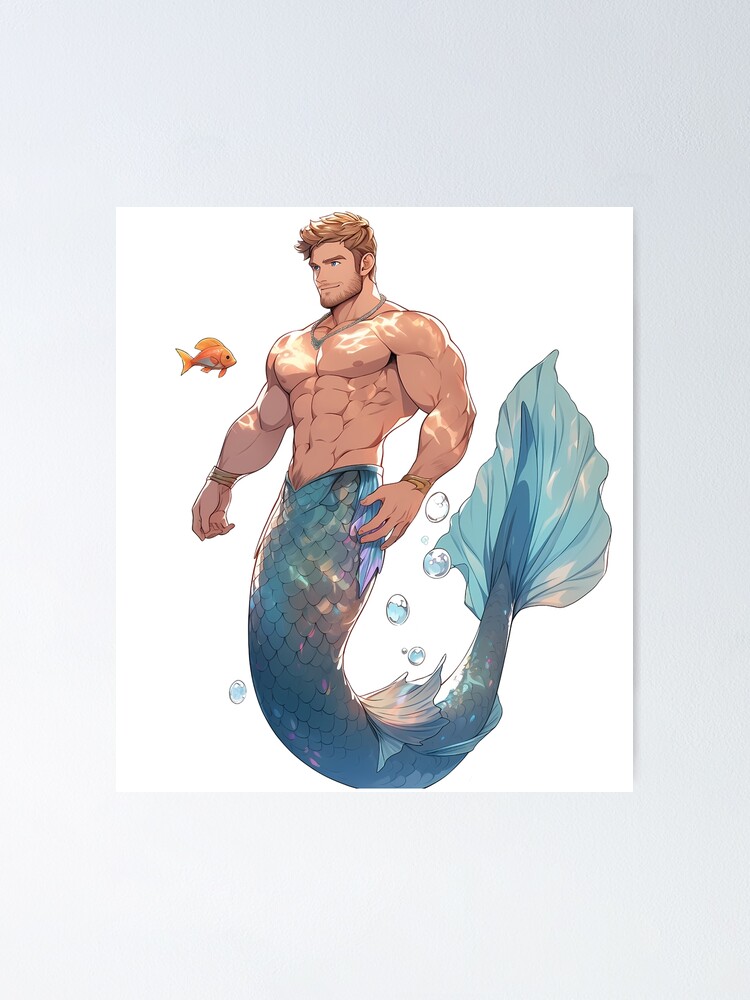 "Atlantic Bluefin Merman - Handsome, Muscular" Poster for Sale by WesScottsWhimsy | Redbubble