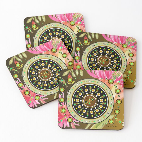 "Green Ants " Coasters (Set of 4) for Sale by originalonline | Redbubble