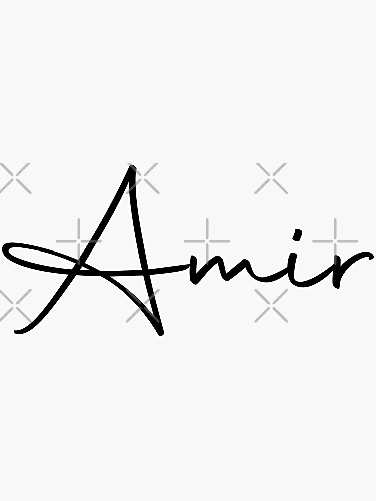 "Amir Cursive Name Label (Black)" Sticker for Sale by NafilNafiz ...