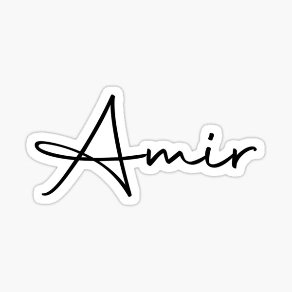 "Amir Cursive Name Label (Black)" Sticker for Sale by NafilNafiz ...