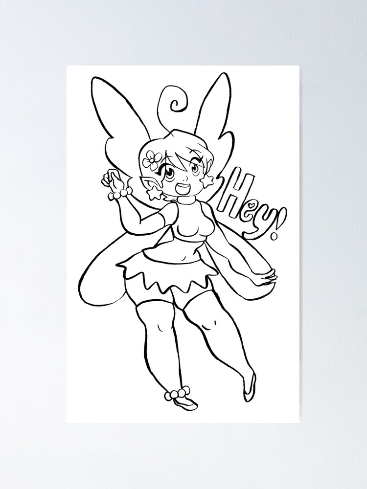 "Hey! Fairy - Black Line" Poster for Sale by SaradaBoru | Redbubble