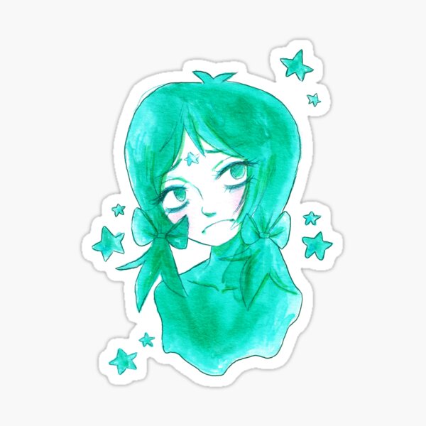 "Green Watercolor Star Girl" Sticker for Sale by SaradaBoru | Redbubble