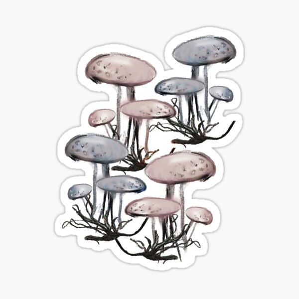 "Mushroom forestcore charcoal drawing pattern" Sticker for Sale by ...