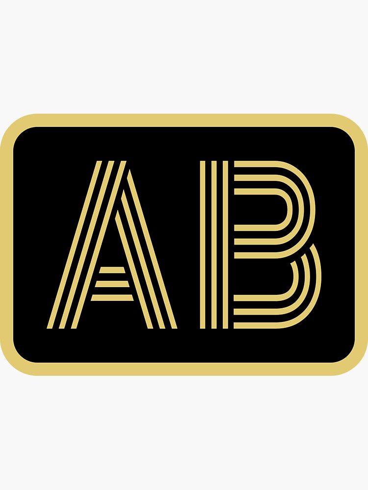 "AB Initials Gold Geometric Letters" Sticker for Sale by jeallan ...