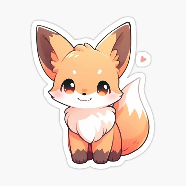 "Cute Kawaii Little Fox Smiling" Sticker for Sale by CozyKawaiiArt ...