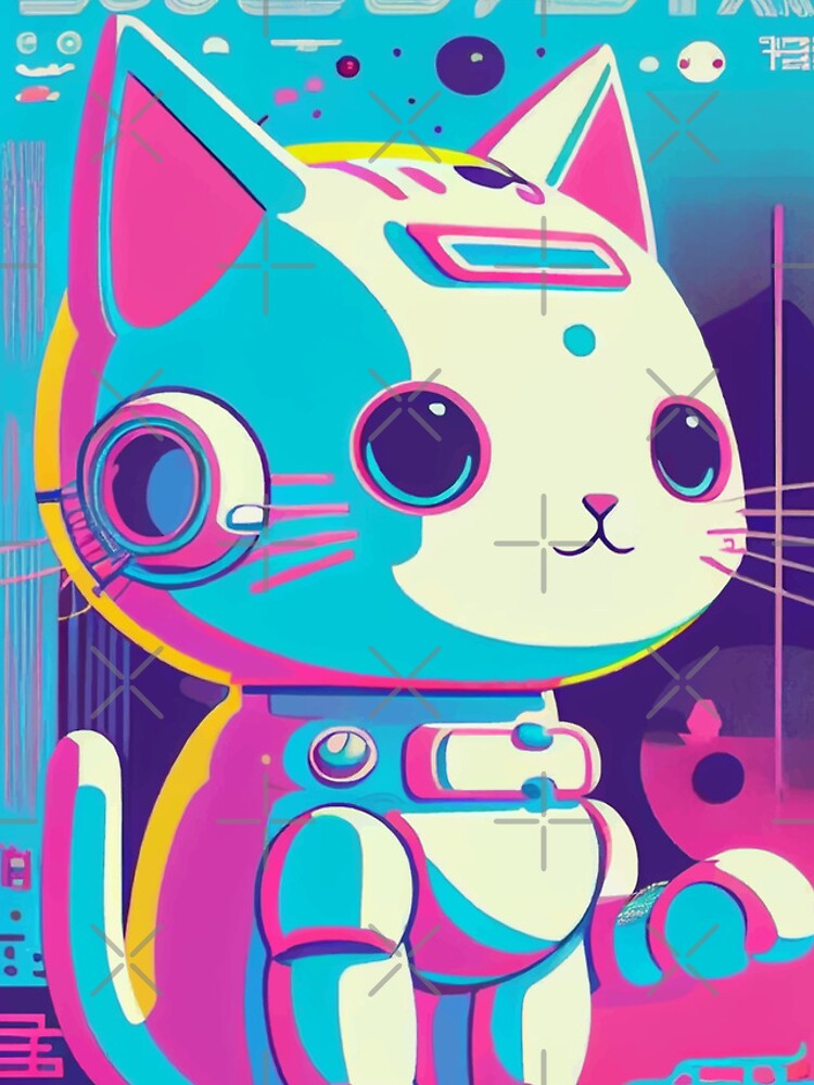 "Vintage Anime Space Cat | Quality Retro Anime Origin Design | Chibi ...