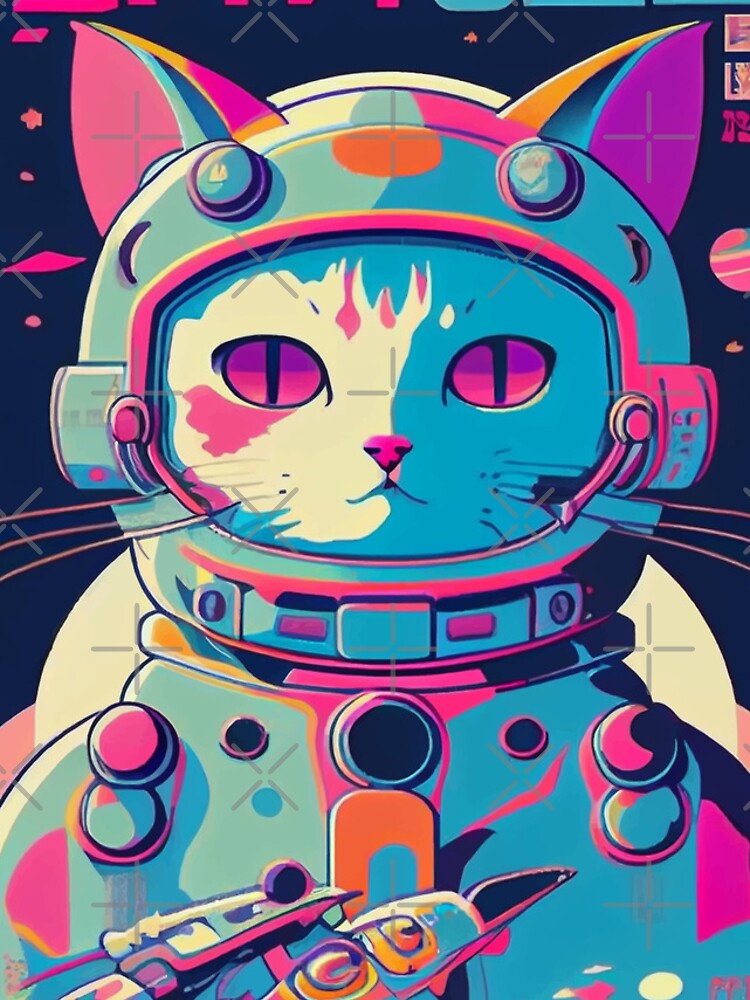 "Vintage Anime Space Cat | Quality Retro Anime Origin Design | Chibi ...