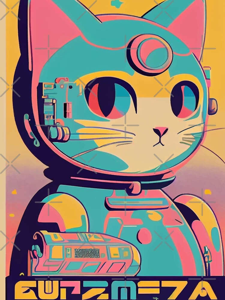 "Vintage Anime Space Cat | Quality Retro Anime Origin Design | Chibi ...