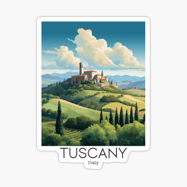 "A Vintage Travel Illustration of Tuscany - Italy" Sticker for Sale by ...