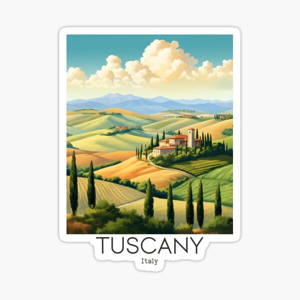 "A Vintage Travel Illustration of Tuscany - Italy" Sticker for Sale by ...