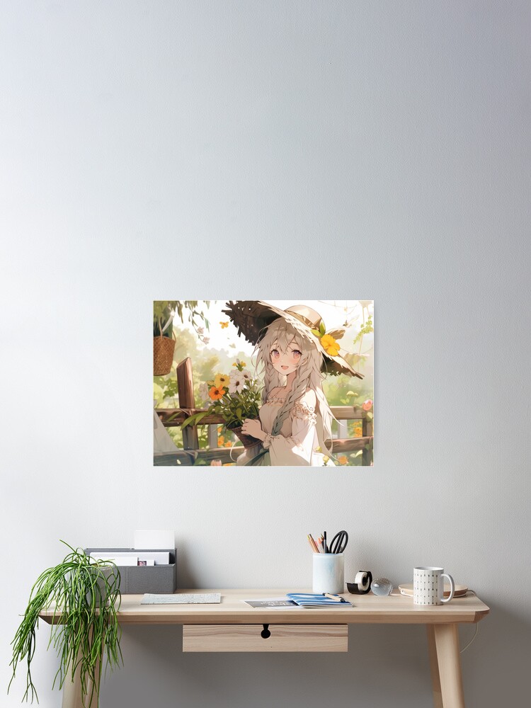 "Cute Cottagecore Anime Girl With Flowers" Poster for Sale by ...