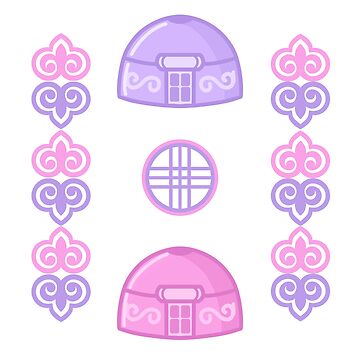"Cute yurts and ornaments" Sticker for Sale by Artyerke | Redbubble