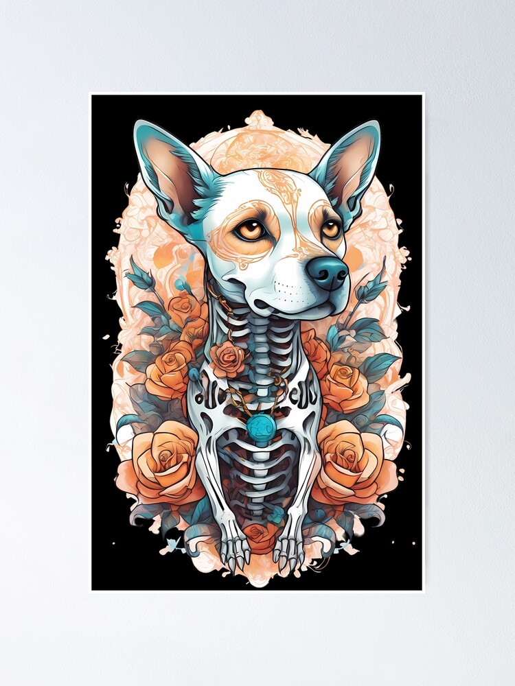 "Gothic Skeuomorphic Dog Skeleton Art" Poster for Sale by Mechanical ...