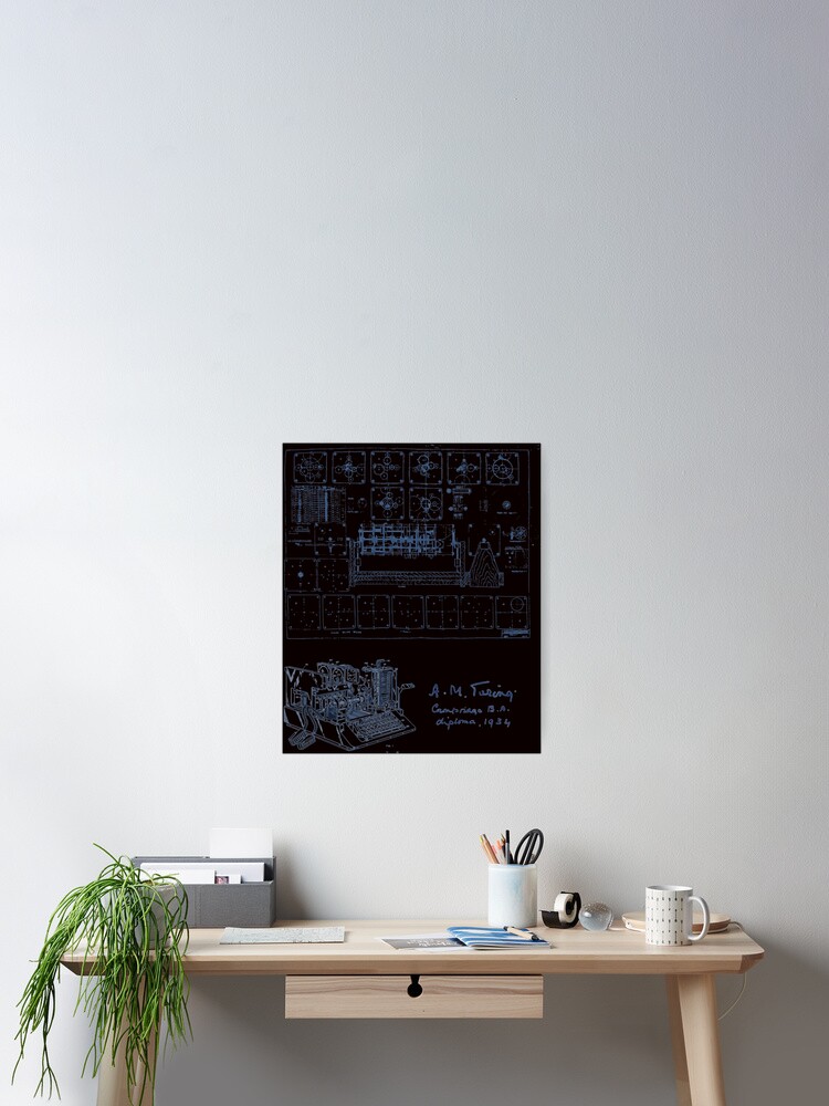 "Alan Turing Machine Blueprint " Poster for Sale by SAMUELETZKY | Redbubble