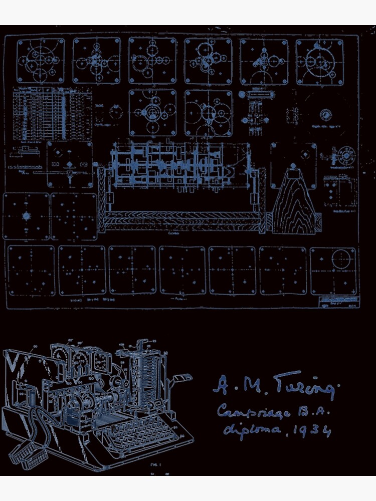 "Alan Turing Machine Blueprint " Poster for Sale by SAMUELETZKY | Redbubble