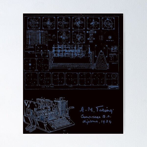 "Alan Turing Machine Blueprint " Poster for Sale by SAMUELETZKY | Redbubble