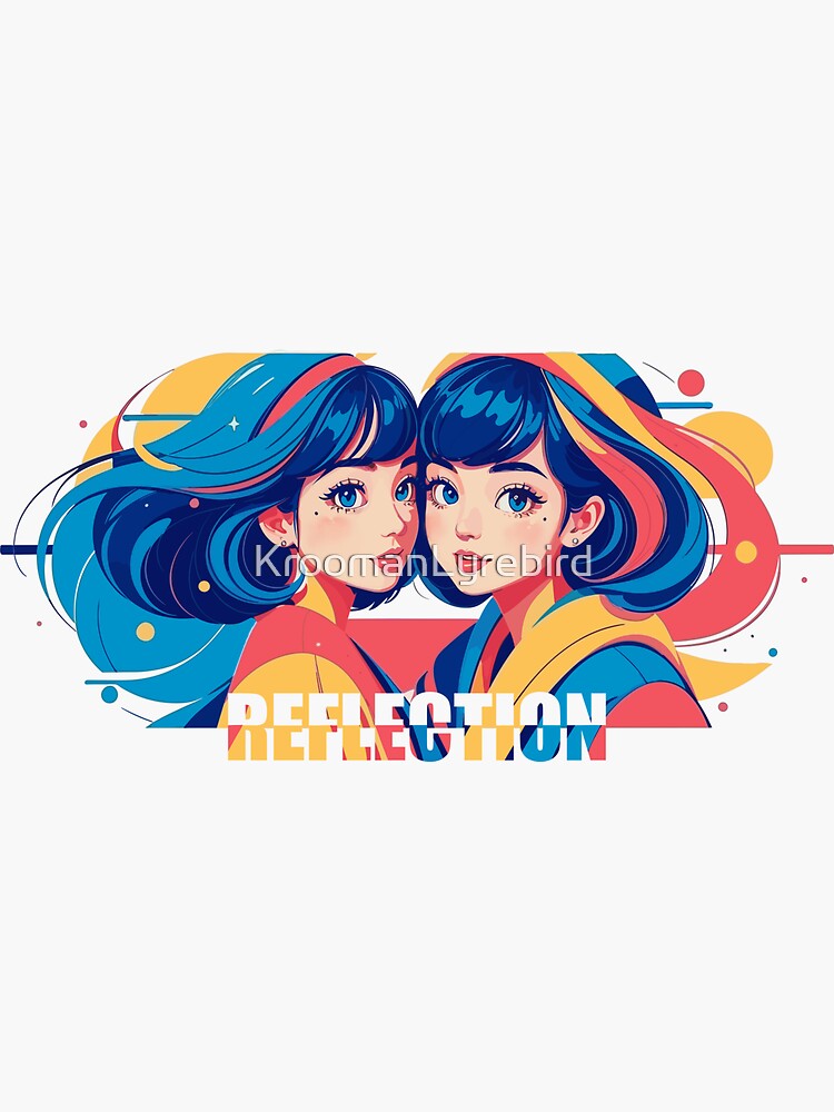 "Cute Colorful Kawaii Girl "Reflection" - Banner Type" Sticker for Sale ...