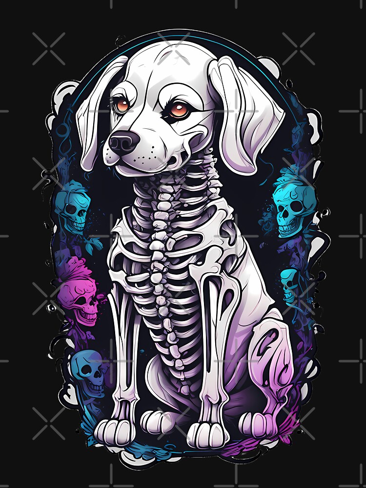 "Eerie and Cute Gothic Dog Skeleton Illustration" Essential T-Shirt for ...