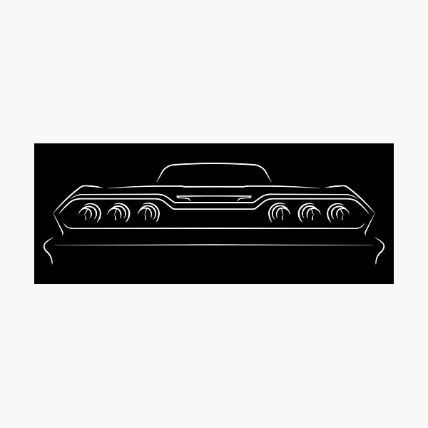 "1963 Chevy Impala - rear Stencil, white" Photographic Print by mal ...