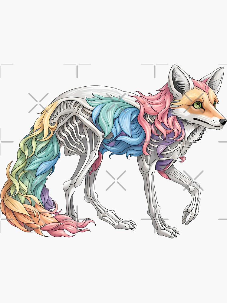 "Undead Rainbow Fox" Sticker for Sale by PiggyWonka | Redbubble