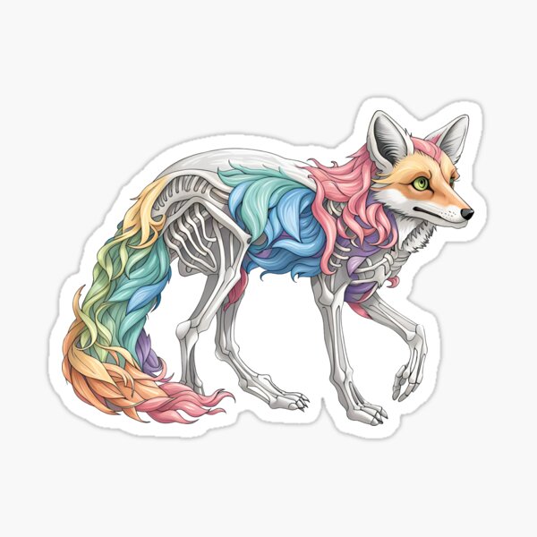"Undead Rainbow Fox" Sticker for Sale by PiggyWonka | Redbubble