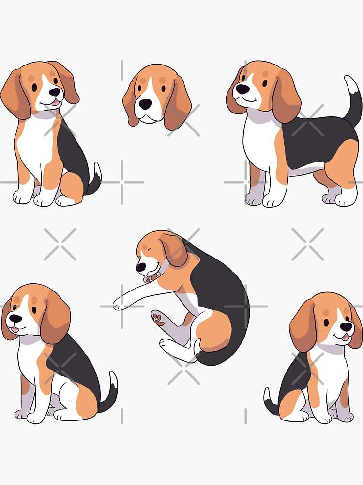 "Cute beagle dog pack" Sticker for Sale by Yaragold | Redbubble