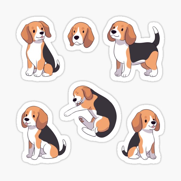 "Cute beagle dog pack" Sticker for Sale by Yaragold | Redbubble