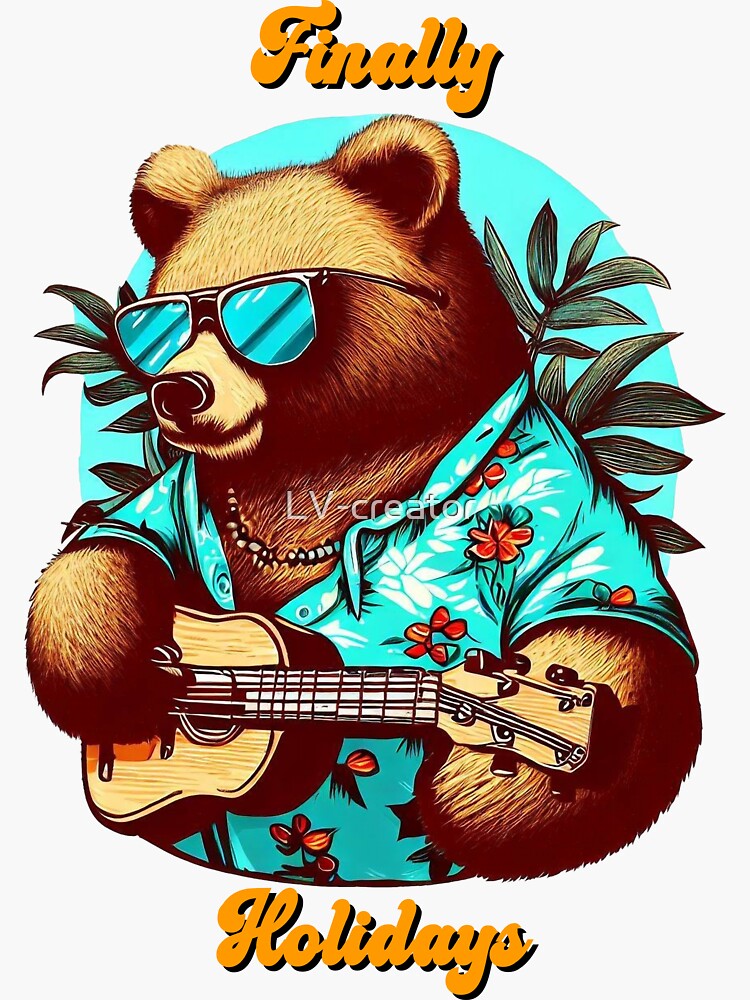"Bears in Vacation Mode: Charming Vintage Hawaiian Illustrations ...
