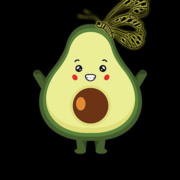 "Avocado With Butterfly Vegan Healthy Food Art" Sticker for Sale by ...