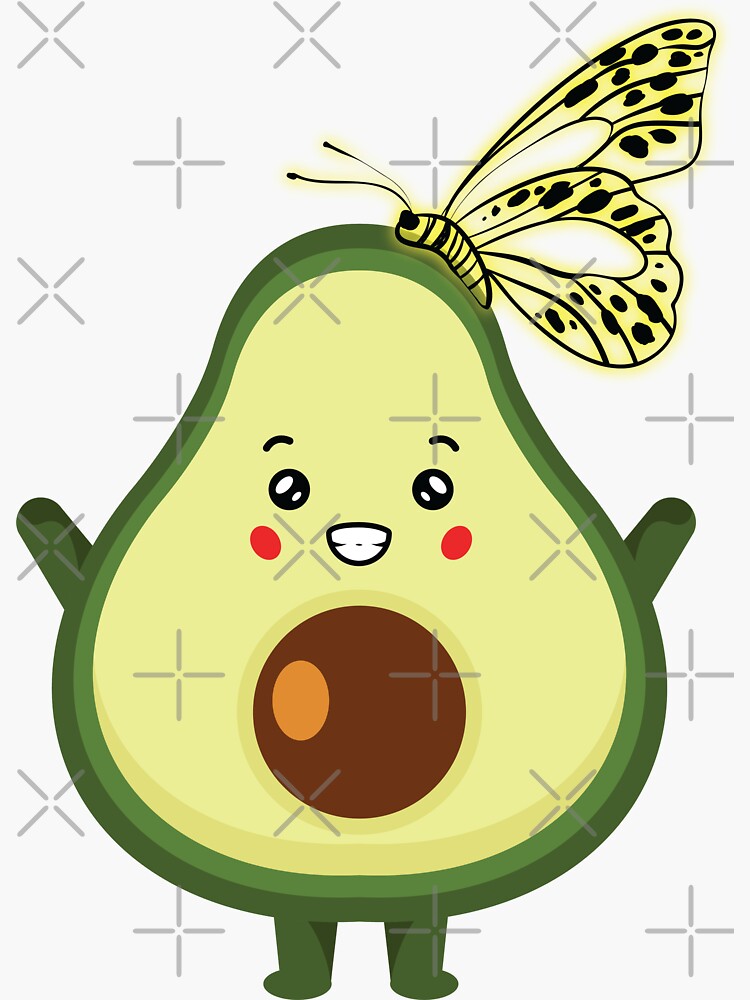 "Avocado With Butterfly Vegan Healthy Food Art" Sticker for Sale by ...
