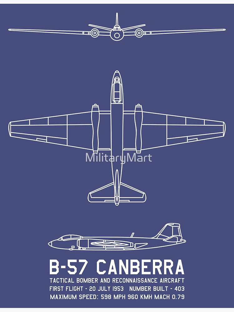 "B-57 Canberra American Plane Blueprints Infographic" Sticker for Sale ...