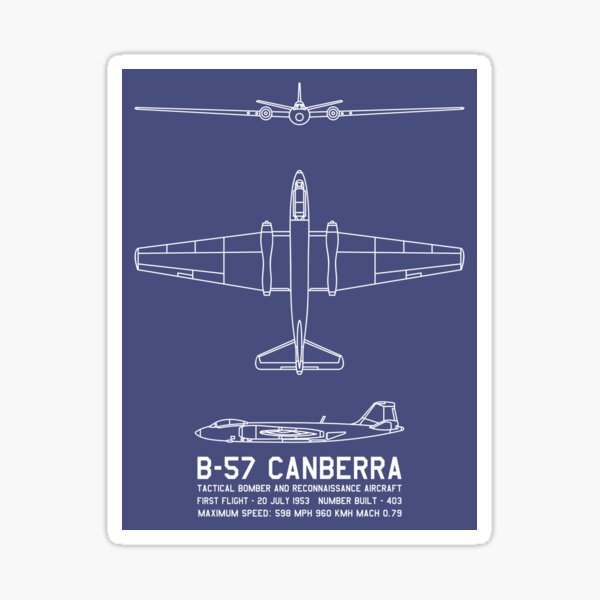 "B-57 Canberra American Plane Blueprints Infographic" Sticker for Sale ...
