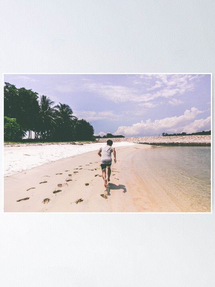 "Man on the beach running" Poster by zero-g | Redbubble