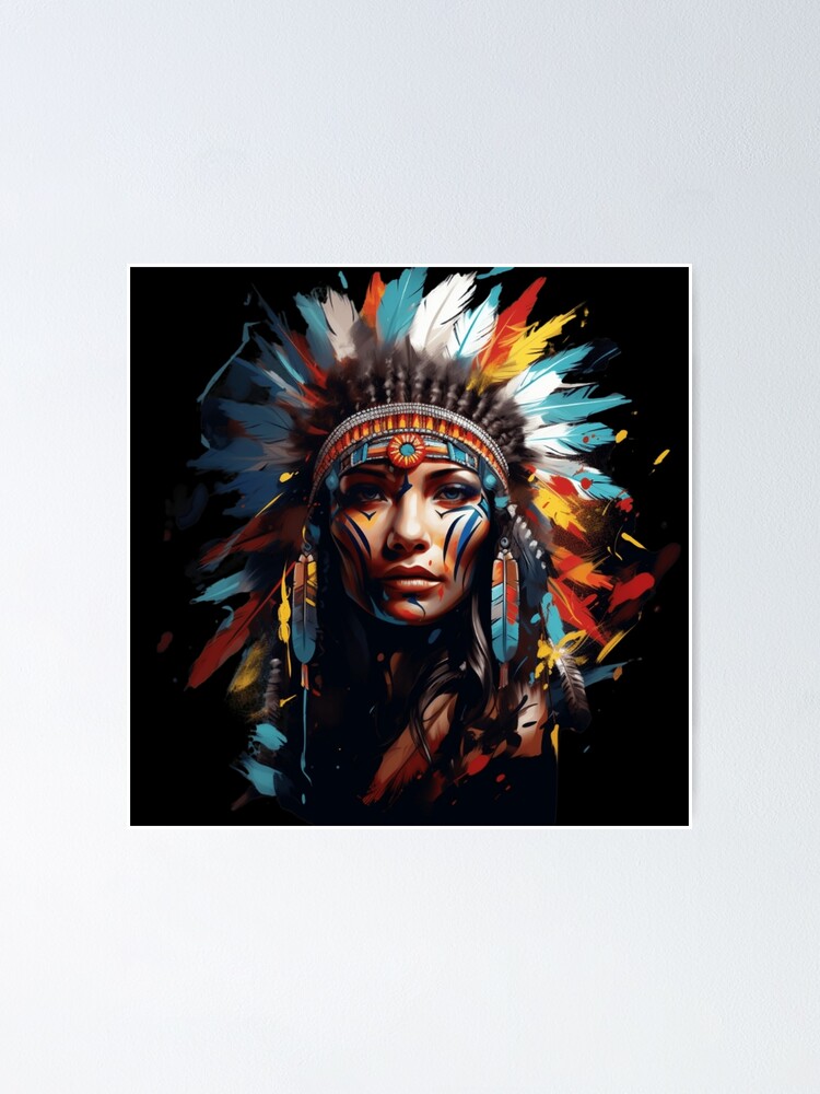 "Native American Girl" Poster for Sale by Sandiq Design | Redbubble
