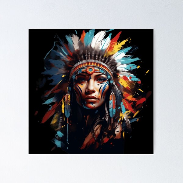 "Native American Girl" Poster for Sale by Sandiq Design | Redbubble