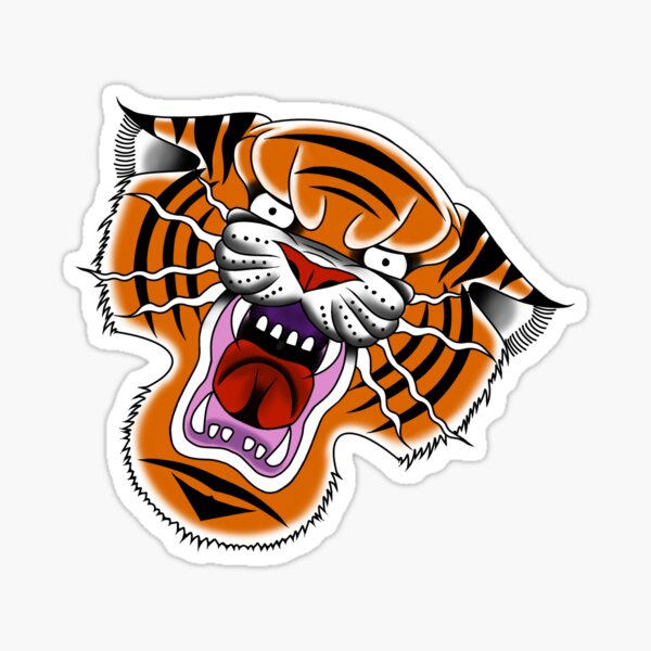 "American Traditional Tiger" Sticker for Sale by Shayla-Michelle ...