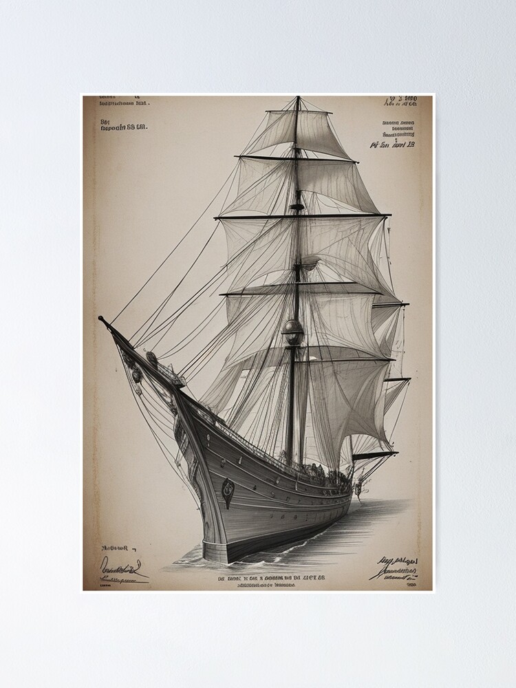 "Pirate Ship Patent Structure Vintage" Poster for Sale by ...
