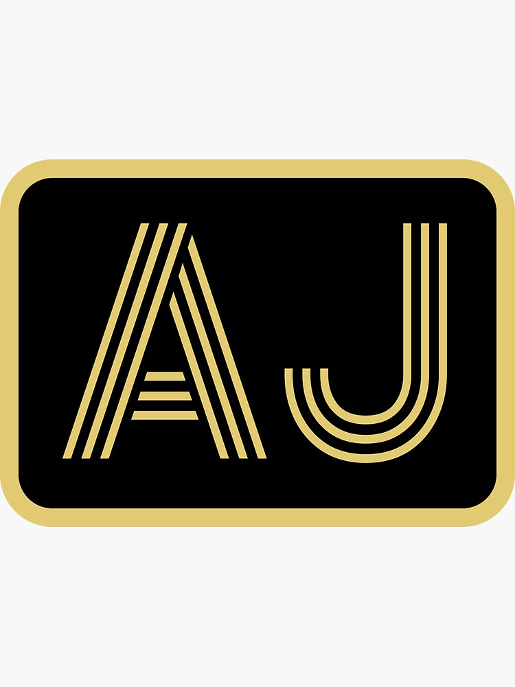 "AJ Initials Gold Geometric Letters" Sticker for Sale by jeallan ...